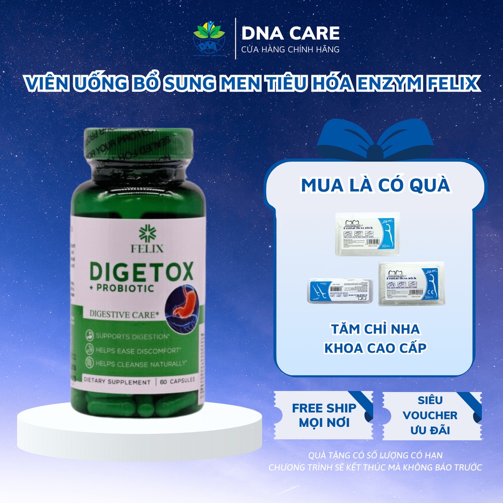 Viên uống bổ sung men tiêu hóa Enzym Digetox Probiotic hộp 60 viên ...
