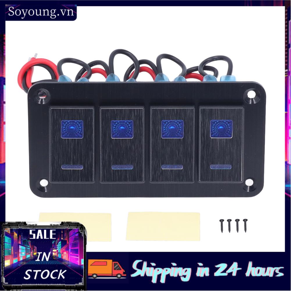 Soyoung Black 4 Gang Rocker Toggle Switch Panel IP65 with Backlight ...