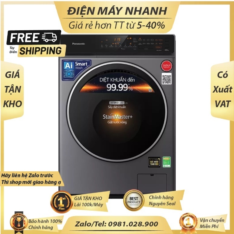 Máy giặt lồng ngang Panasonic Inverter 9Kg NA-V90FC1LVT Chuẩn HP | Shopee Việt Nam