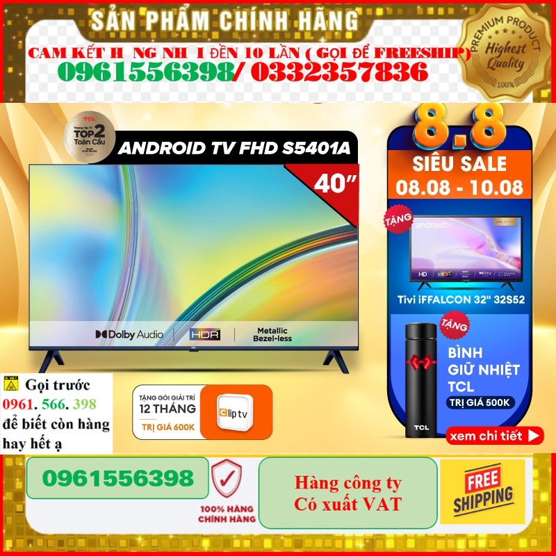 [CHÍNH HÃNG] Smart Tivi TCL HD 40 Inch 40S5401A - | Shopee Việt Nam
