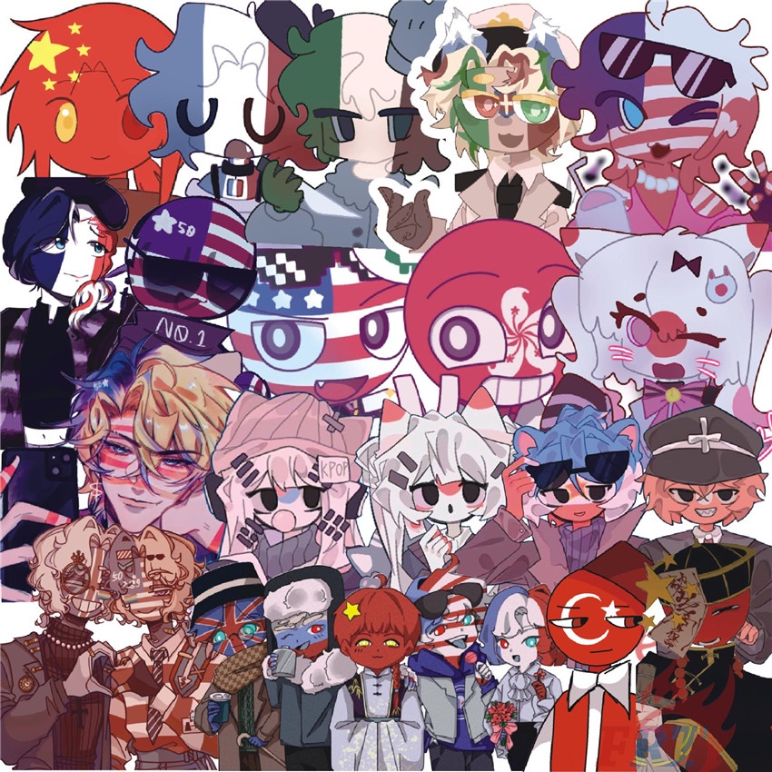 65Pcs/Set CountryHumans Series 02 Stickers Fashion DIY Doodle Decals ...