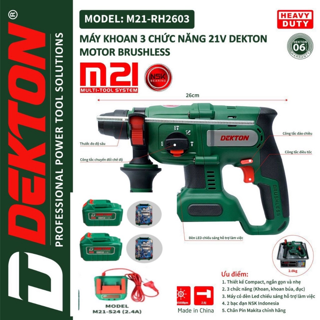 Máy khoan pi.m DEKTON M21/RH2603 sử dụng chân pi.m Makita chính hãng/ DEKTON ĐL HÀ NAM | Shopee ...