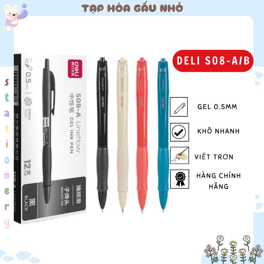 Bút gel DELI S08-A/B mực đen 0.5mm [taphoagaunho] | Shopee Việt Nam