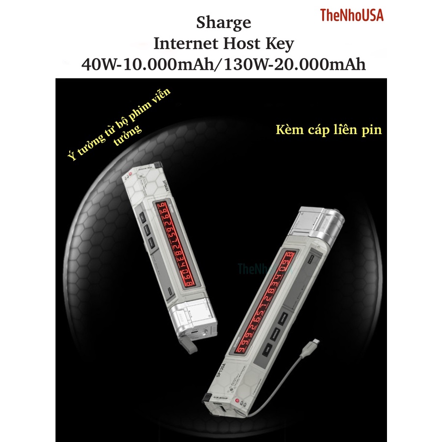 Pin sạc dự phòng Sharge internet host key 40W 130W 10000mAh 20000mAh ...