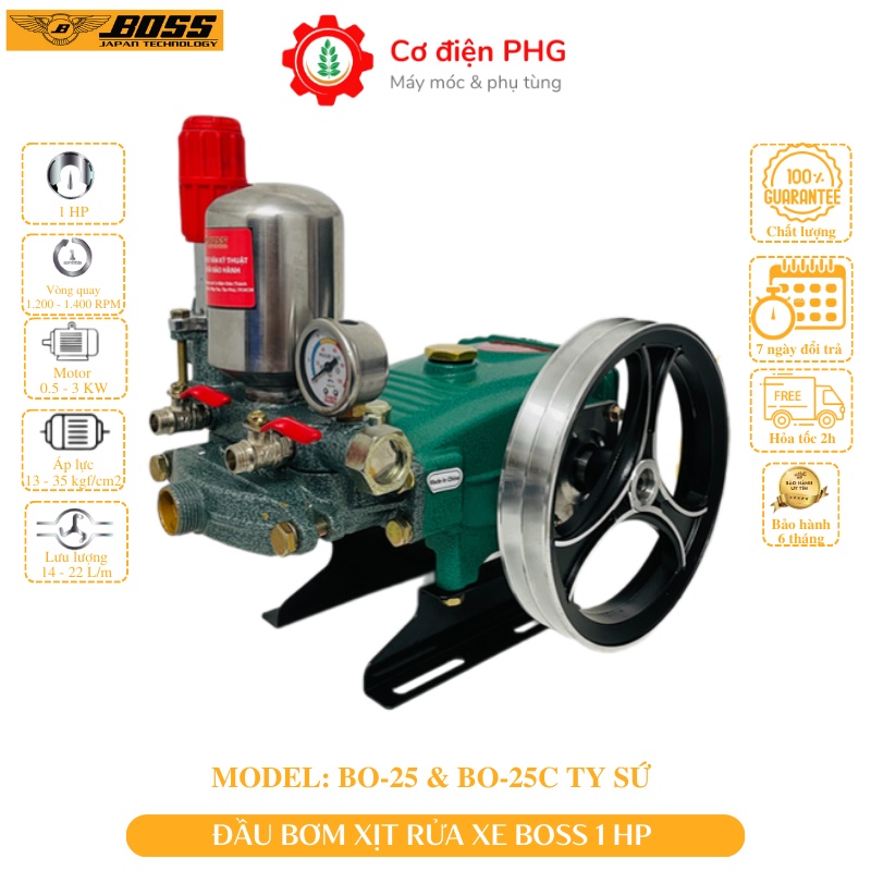 Đầu Bơm Rửa Xe áp Lực Ty Sứ áp Phun Mạnh Công Suất 1 Hp Hiệu Boss Model 