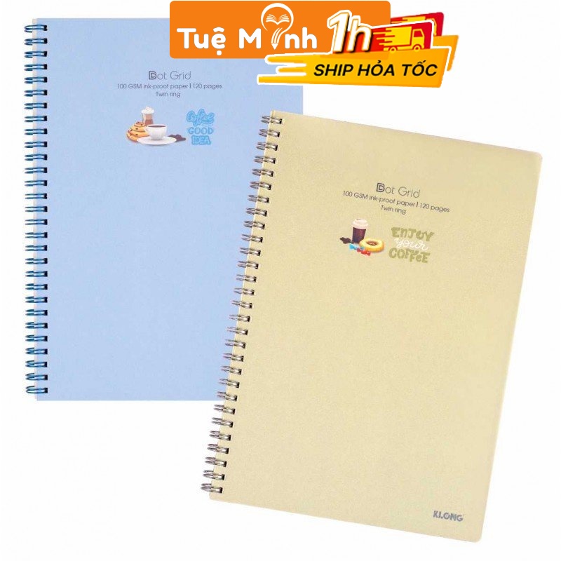 Vở B5 120 trang Dot grid MS 578 [Chọn Màu] bìa nhựa lò xo kép Klong ...