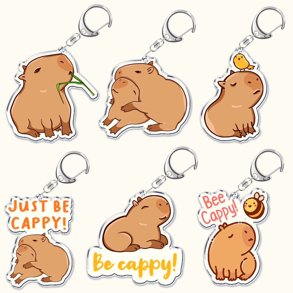 Móc khoá Lovely Cartoon Capybara Acrylic Keychain Just Be Cappy Key ...