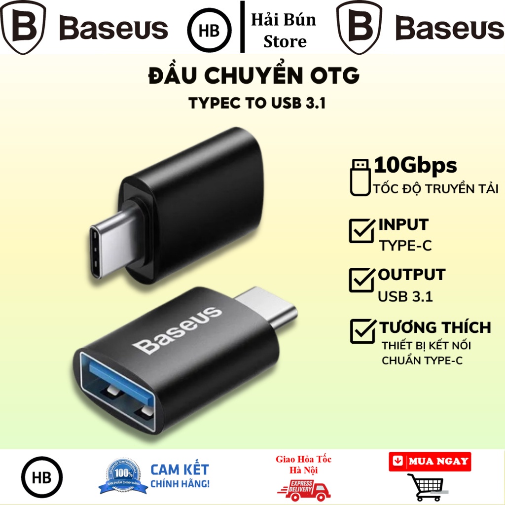 Đầu chuyển đổi OTG BASEUS USB 3.1 Type C sang USB cao cấp thích hợp cho ...