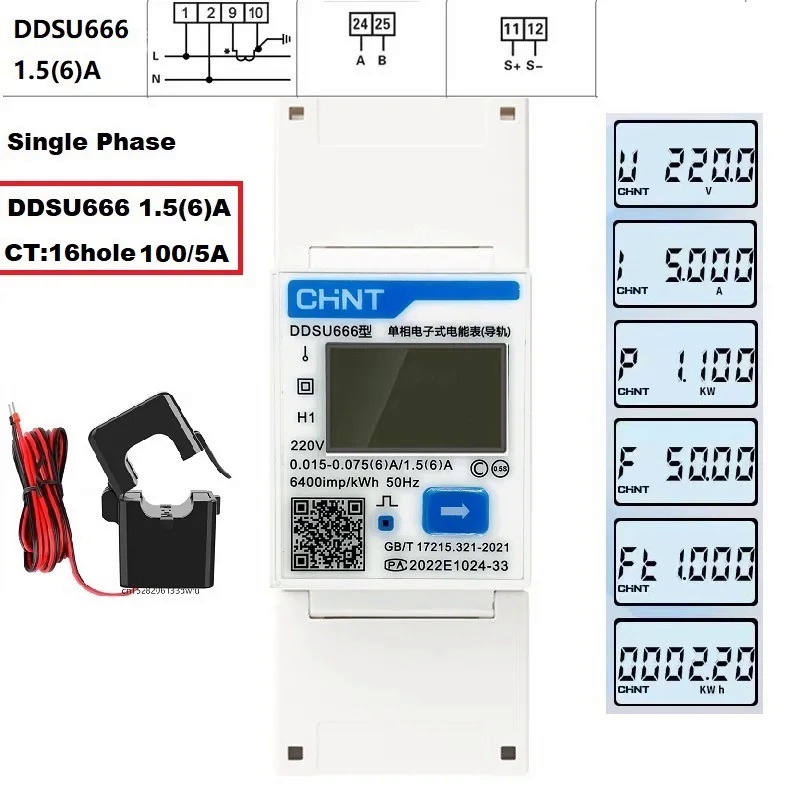 Chint DDSU666 DTSU666 DTSU666 Đồng hồ đo công suất đa chức năng có thể ...
