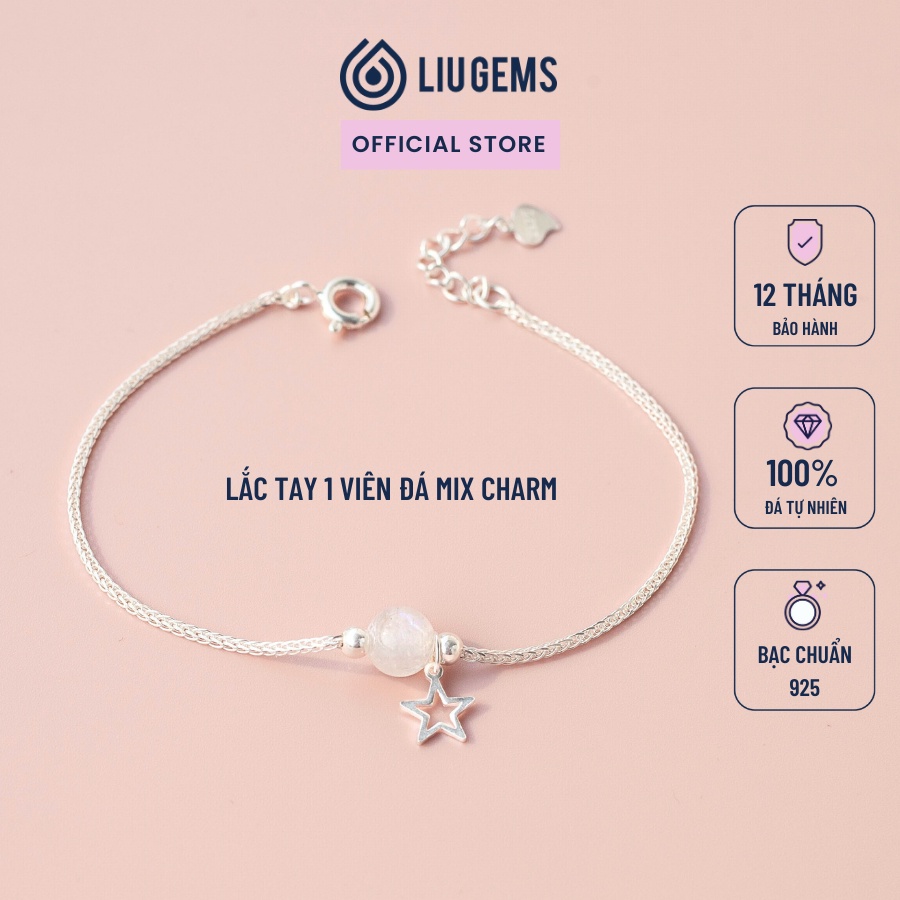 [sẵn] Vòng Tay Bạc Nữ Liugems Kết Hợp Hạt Đá Phong Thuỷ Mix Charm Size ...