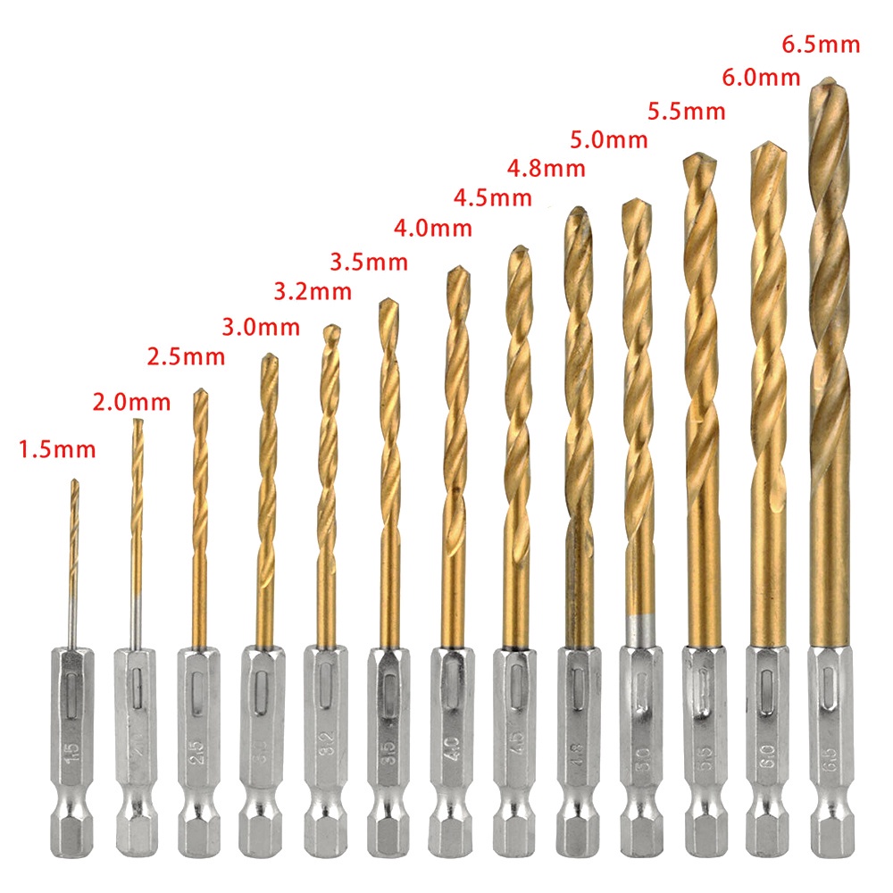 [giá cực thấp] Bộ 13 mũi khoan cao cấp thép HSS chuôi lục giác phi 1.5-6.5mm | Shopee Việt Nam