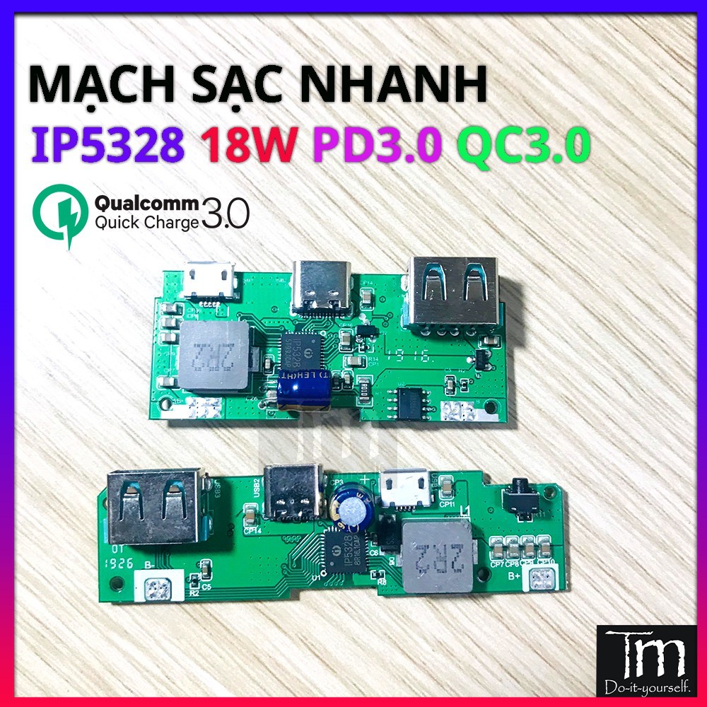 Mạch Sạc Dự Phòng Sạc Nhanh QC3.0 PD3.0 Chip IP5328 18W Mạch Mới | Shopee Việt Nam
