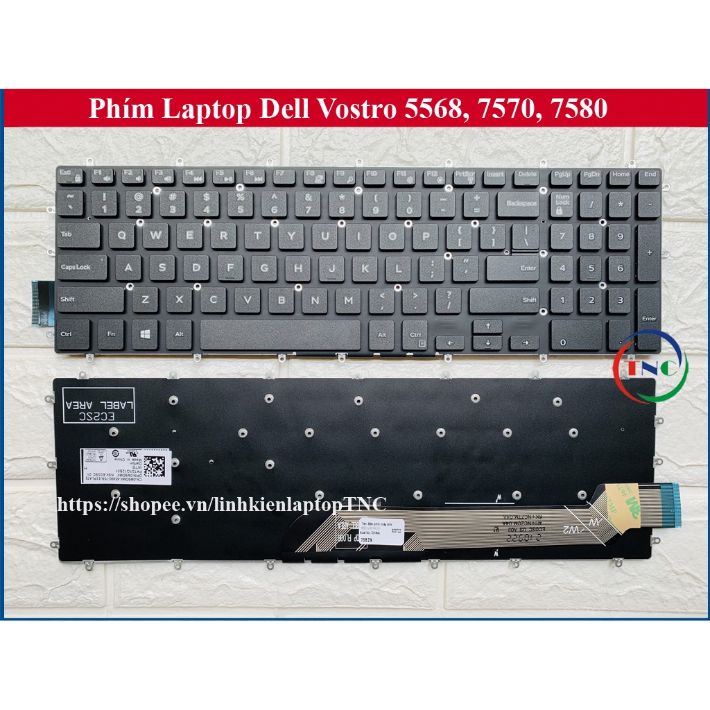 Bàn phím Laptop Dell Vostro 5568 3580 7570 7580 Model P65F Zin có Led ...