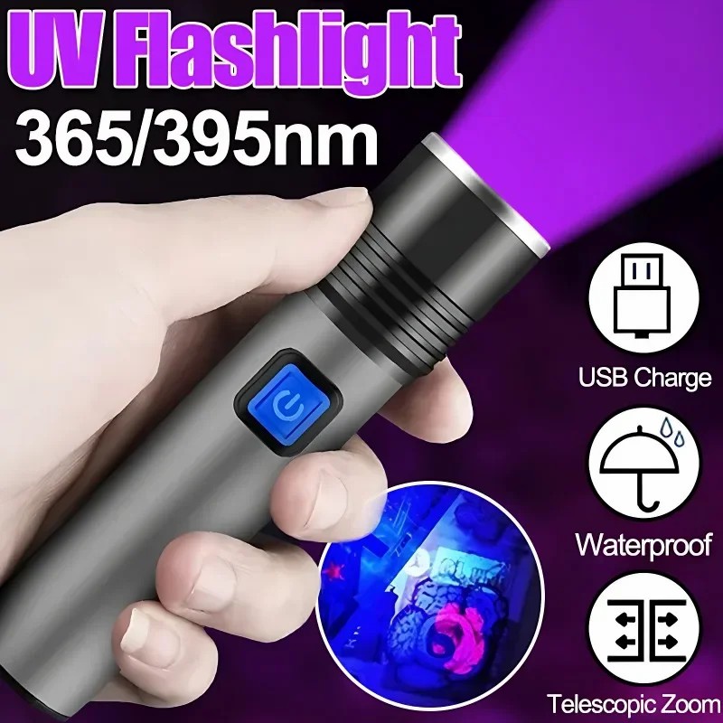 Đèn Pin UV 395 / 365nm 3 Chế Độ Có Thể Sạc Lại Bằng Cổng USB / Đèn LED ...