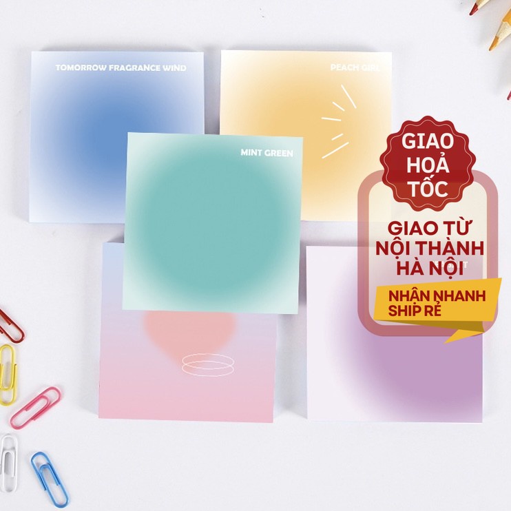 Tập 50 Giấy Note Giấy Ghi Chú Màu Sắc Pastel Gradient Xinh Xắn Hoạ Tiết ...