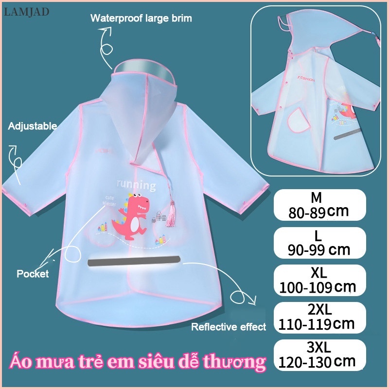 LAMJAD dày không thấm nước áo mưa in dễ thương hoạt hình kết cấu em bé ...