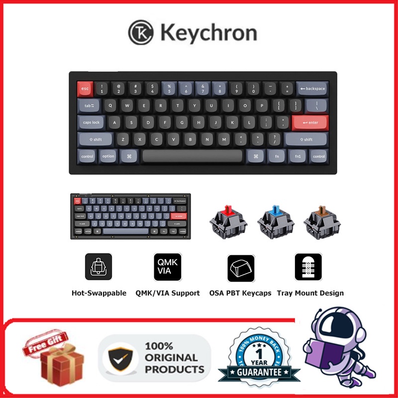 [in stock] Keychron V4 Wired Custom Mechanical Keyboard, 60% Layout QMK ...