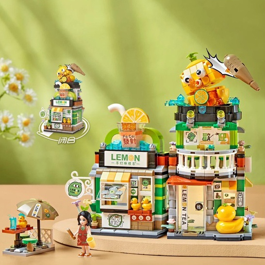 Mô Hình Thành Phố loz Quán trà chanh 1294 Bộ Đồ Chơi lego nhà Lắp Ráp ...