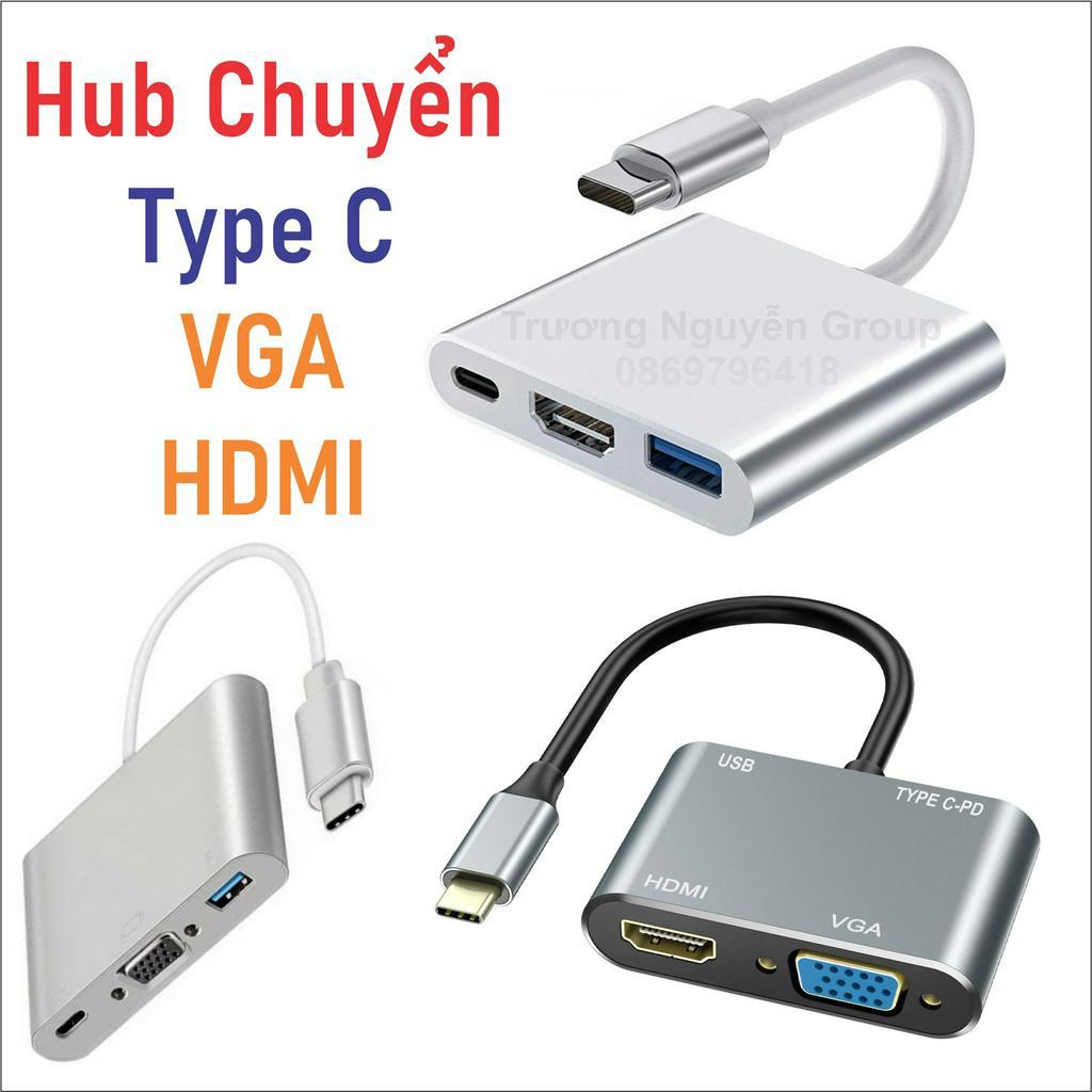 Hub Chuyển Type C Ra Hdmi-Vga-Usb3.0-C PD Kết nối Điện Thoại Laptop Máy tính ra Màn hình tivi ...