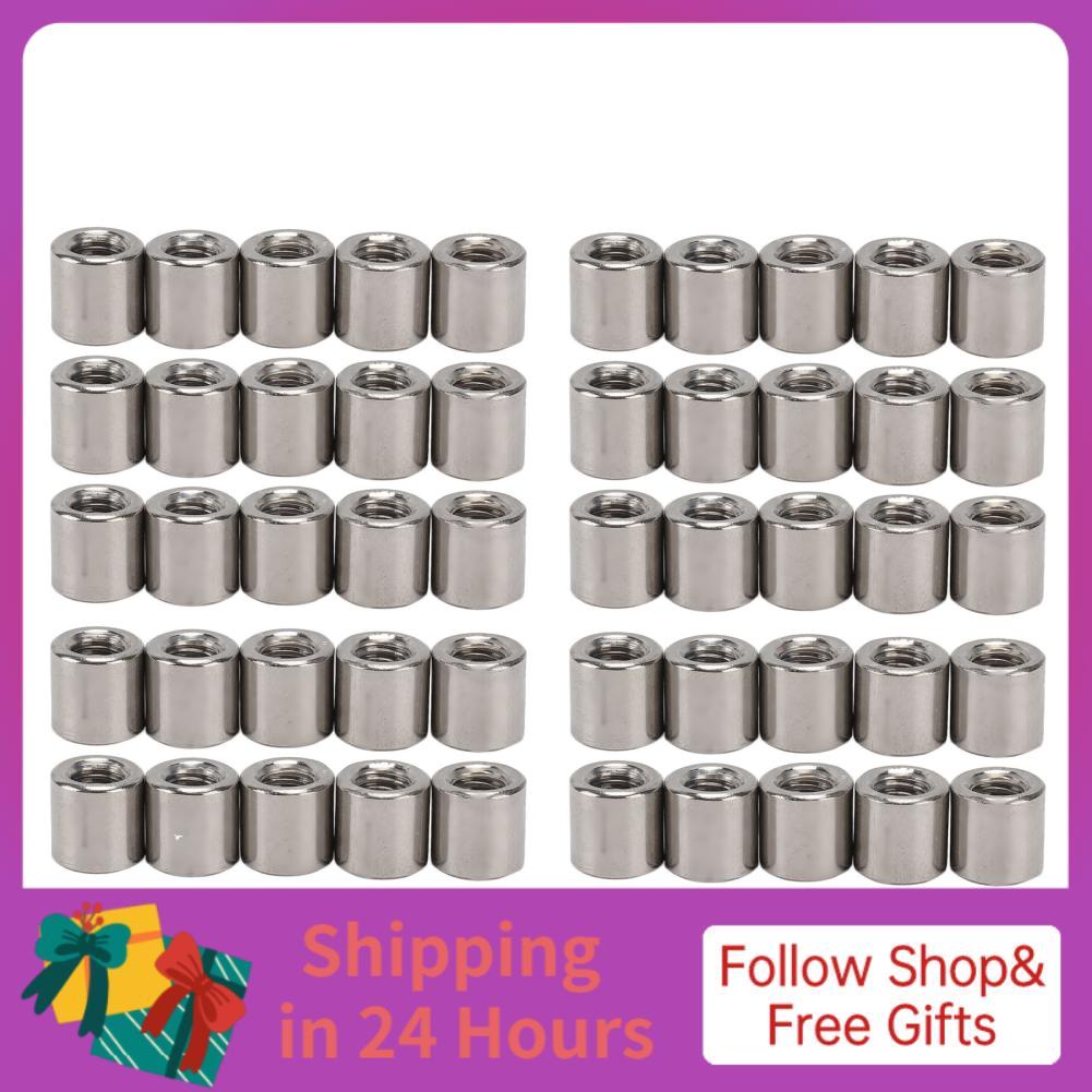 Iuxishop 50PCS Cylindrical Coupling Nuts Female Thread Nut M6 Round ...