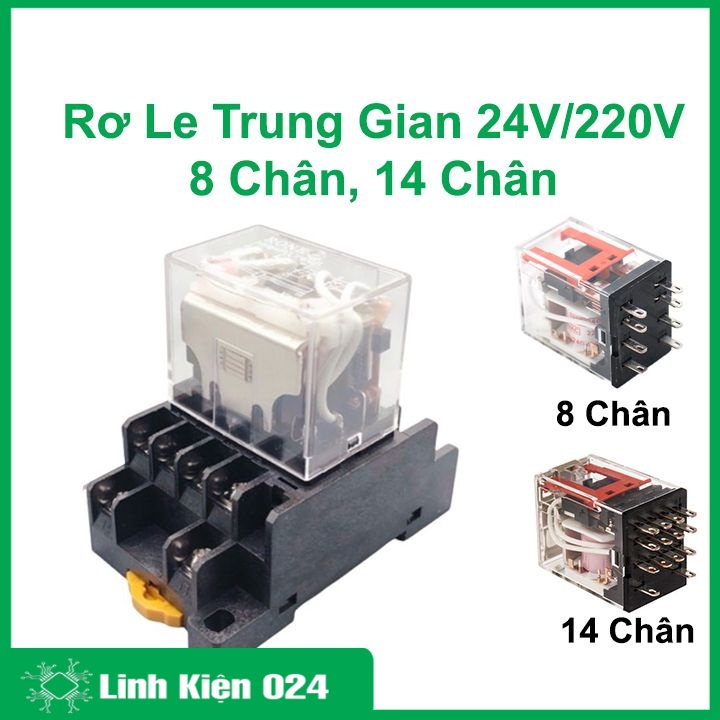 Rơ le trung gian 8 chân 14 chân, relay MY4N LY2N 220V 24VDC 12VDC | Shopee Việt Nam