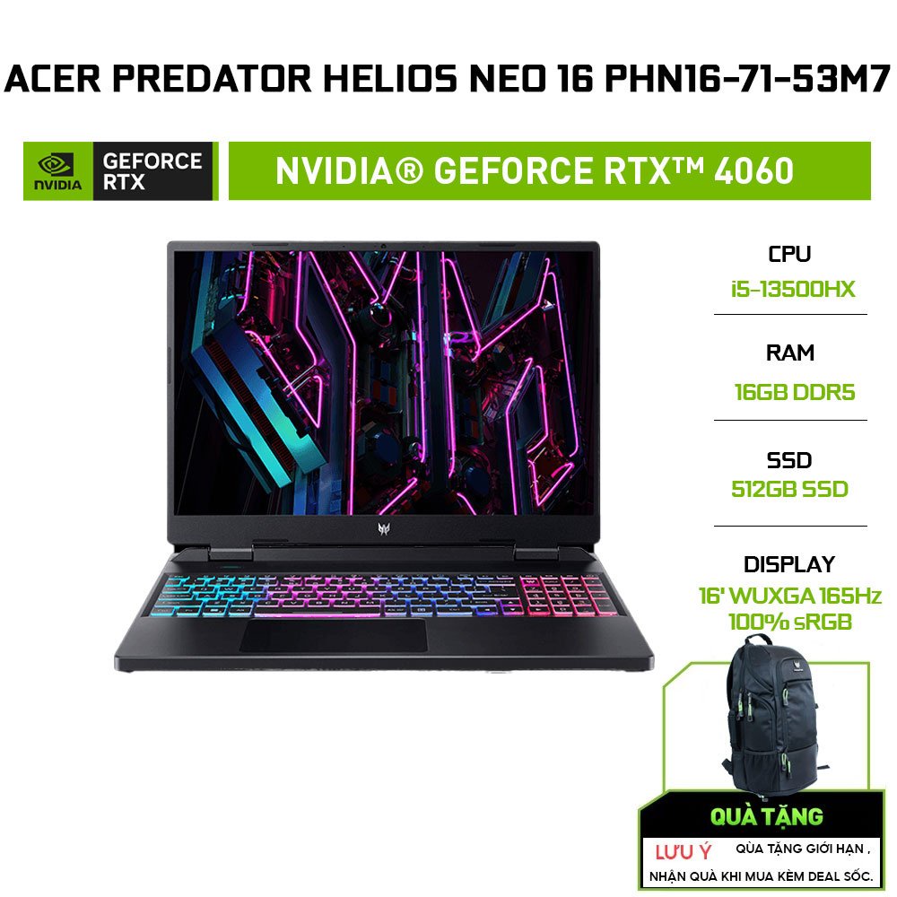 Laptop Acer Predator Helios Neo 16 PHN16-71-53M7 i5-13500HX | 16GB ...