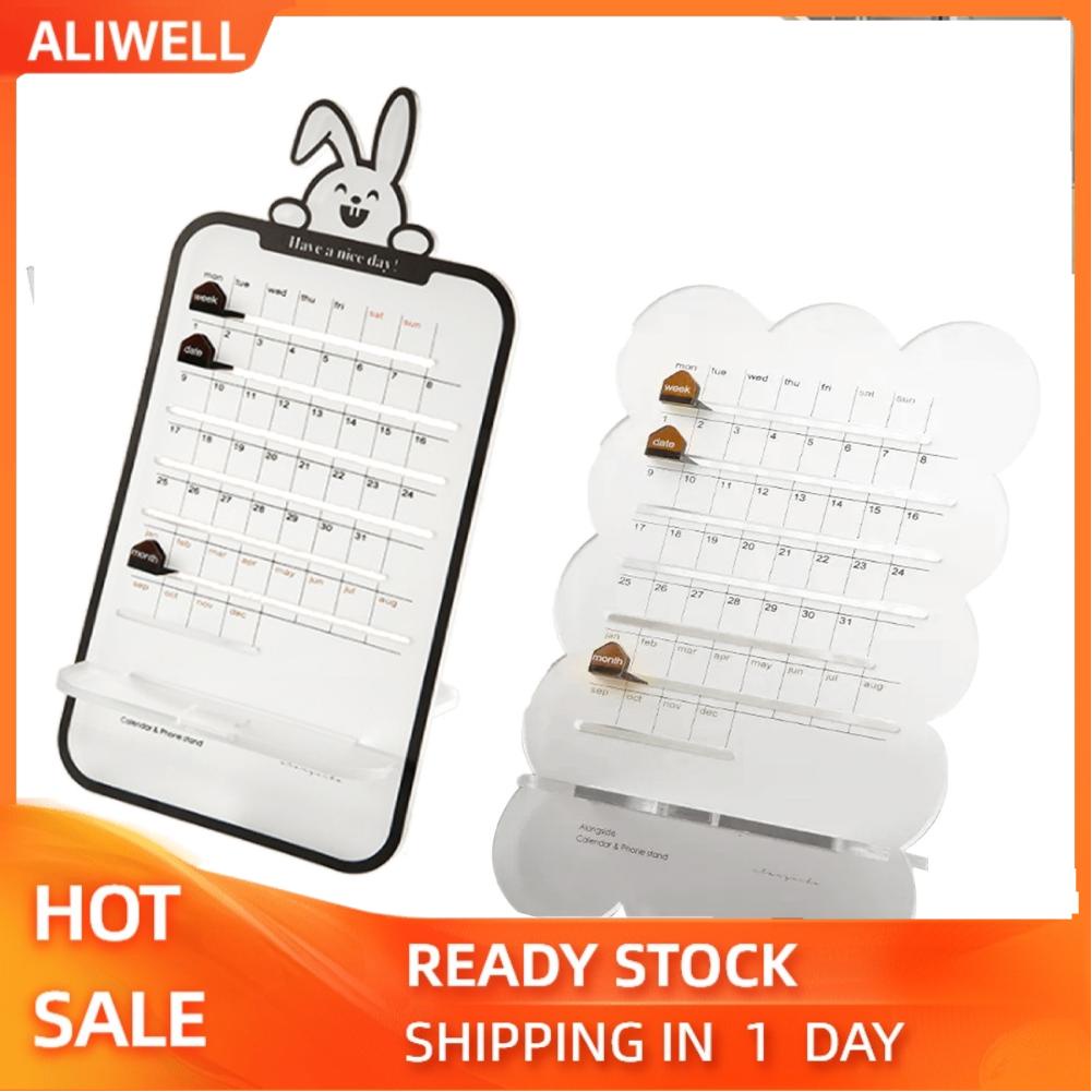 Aliwell Perpetual Calendar Charging Hole Design Acrylic Retro Cute ...