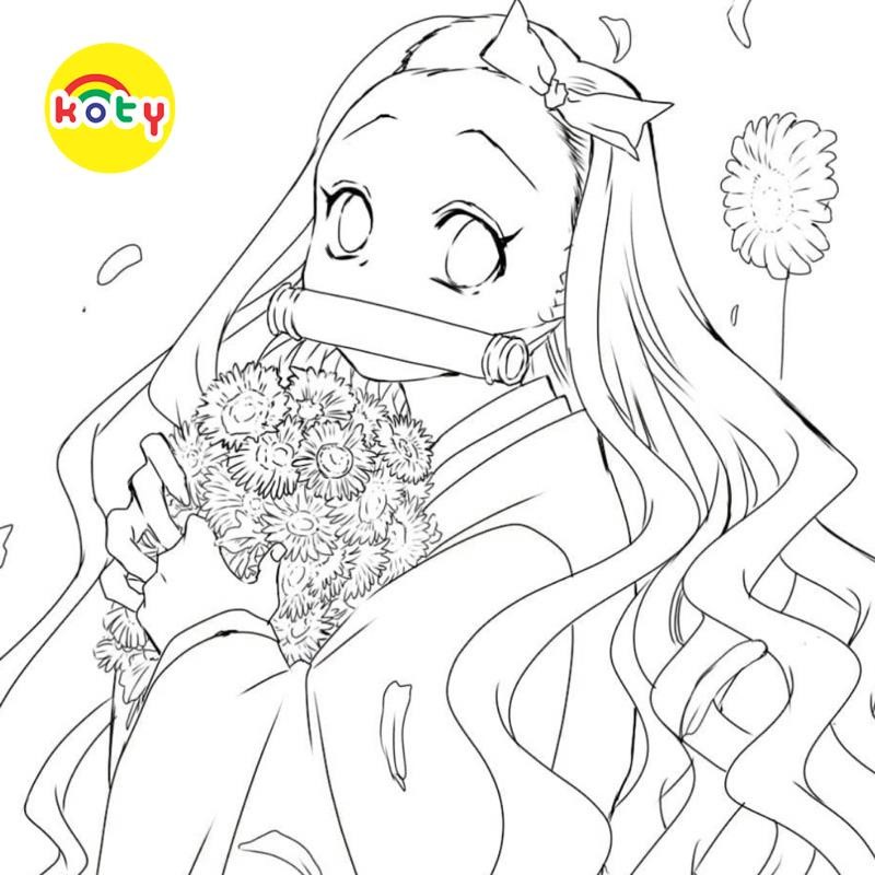 Tranh Tô Màu Nezuko Demon Slayer - Bộ 10 Tờ Tranh Tô Màu Dành Cho Màu ...
