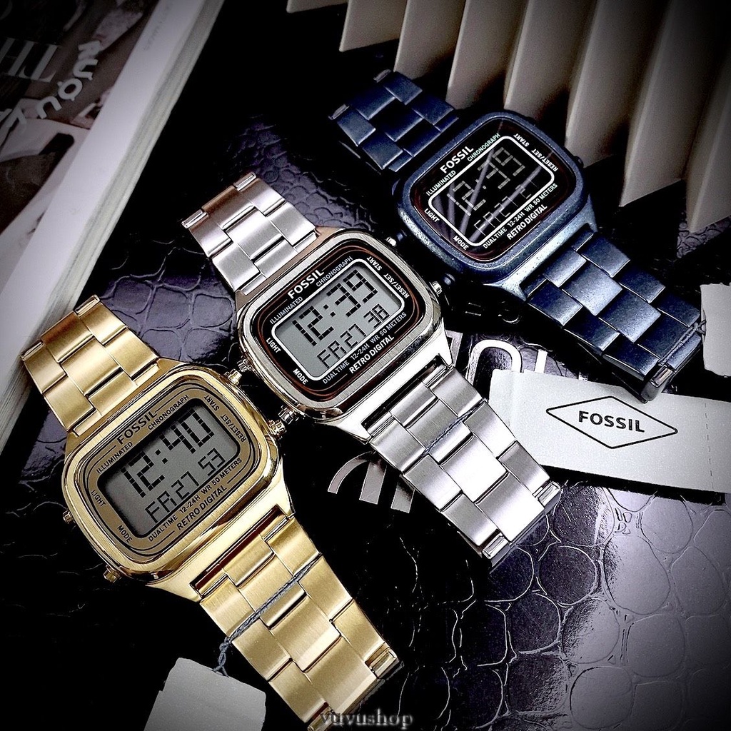 Đồng hồ nam Fossil Retro Digital Đa chức năng Fullbox | Shopee Việt Nam