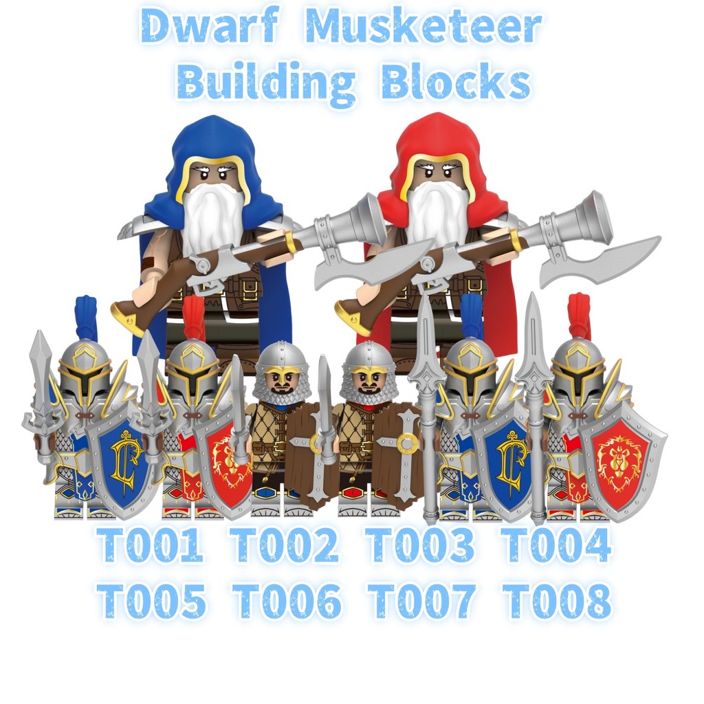 Trò chơi hành động Walker Dwarf Musketeer Series T001 - T008, khối xây ...