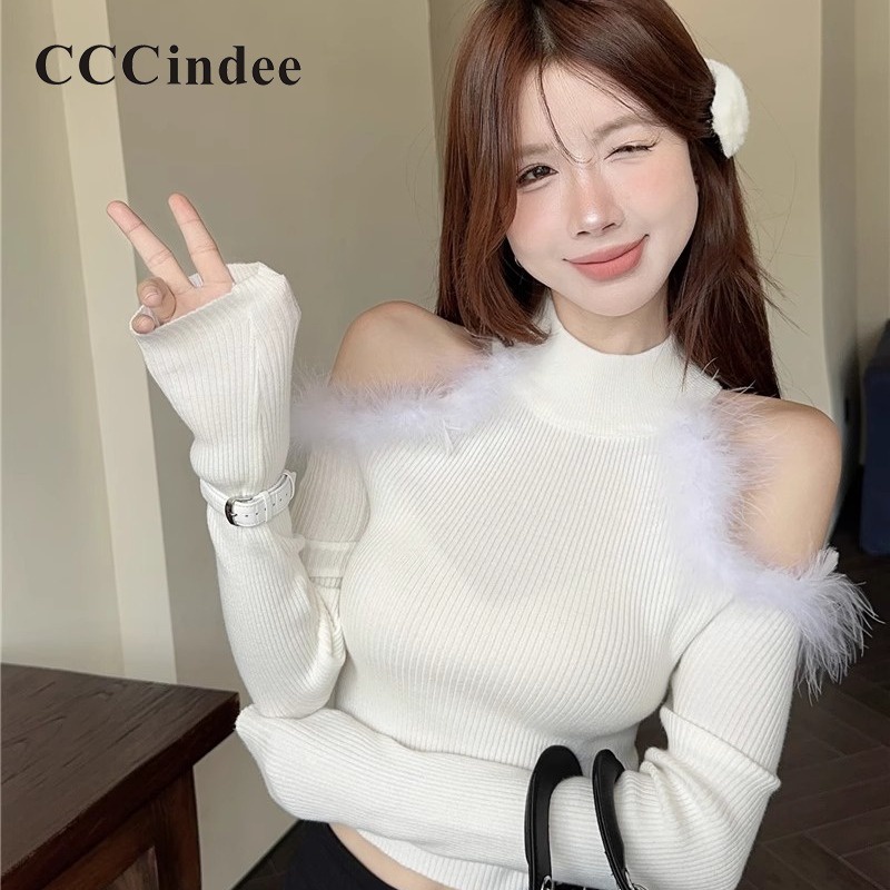 Cccindee Áo Dệt Kim Tay Dài Dáng Ôm Màu Trơn Thời Trang Mùa Thu 2023 ...