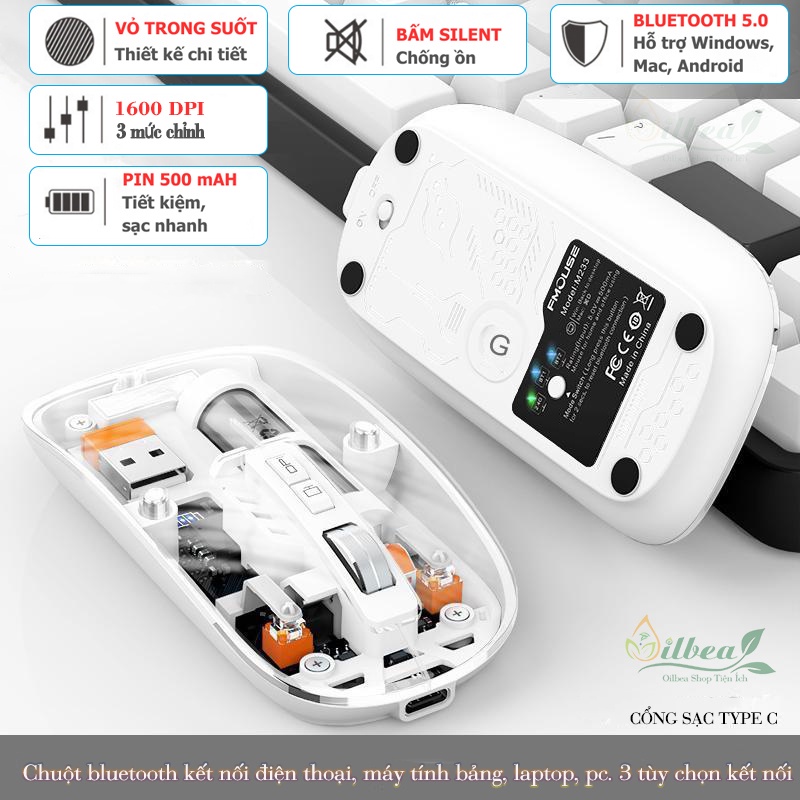 Chuột Bluetooth Không Dây Sạc Pin Trong Suốt M233 | Shopee Việt Nam