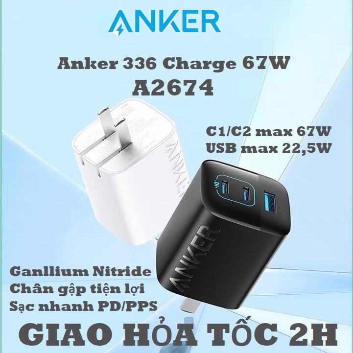 Củ sạc nhanh Anker 336 Charge 67W 3 cổng 2C1A hỗ trợ PD/PPS - Bảo hành 12 Tháng ABShop365 ...
