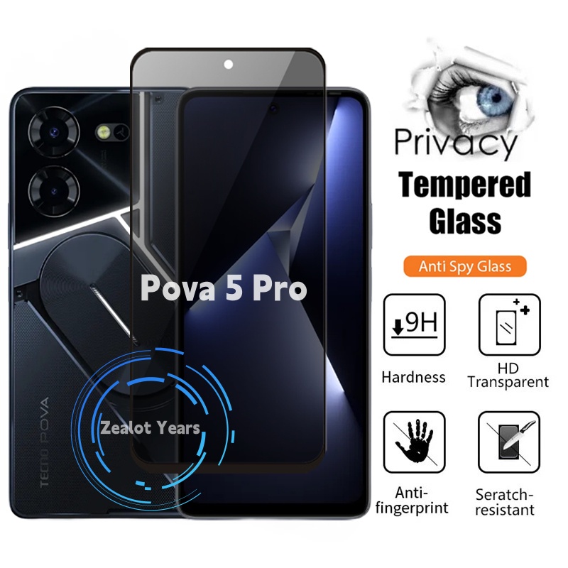Kính Cường Lực 9h Bảo Vệ Toàn Màn Hình Chống Nhìn Trộm Cho tecno pova 5 pro Nova5 4g Nova5Pro 5g ...