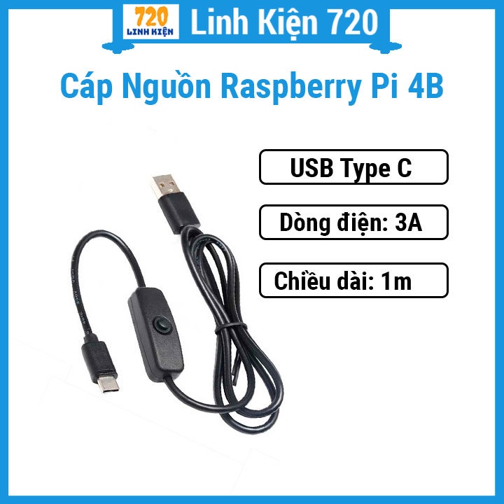 Cáp Nguồn Raspberry Pi 4B Cáp Chuyển Đổi Nguồn 5V3A Giao Diện USB Type ...