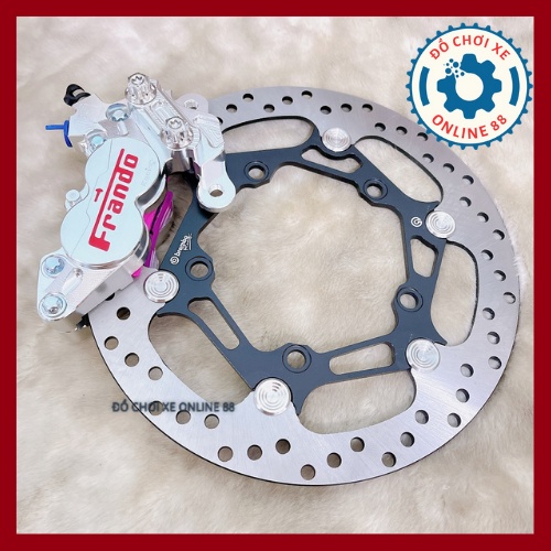 [COMBO 3 MÓN lắp mâm zin EX150/155]_Heo Frando 4pis chữ đỏ+đĩa Rembo 265mm 5 lỗ +Kèm pad ,2 ốc ...