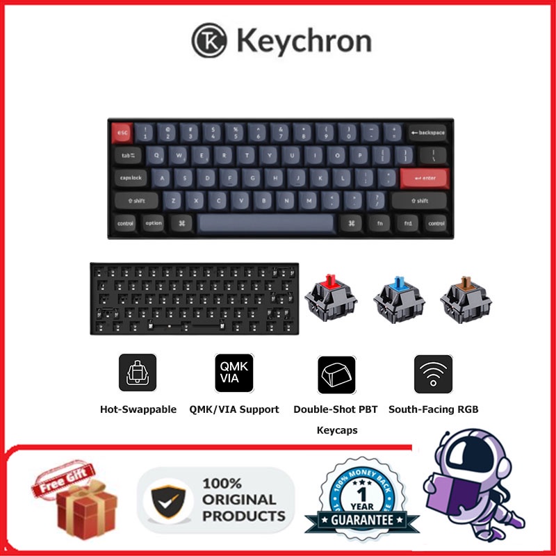 Keychron K12 Pro 60% layout QMK/VIA wireless custom mechanical keyboard ...