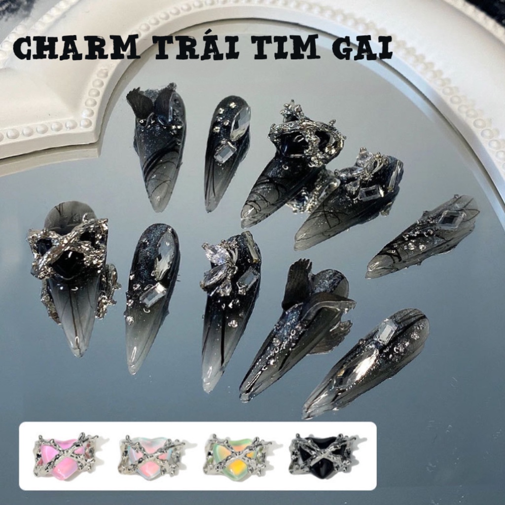 Charm Trái Tim Gai Mới 2023 | Trang Trí Móng Tay | Shopee Việt Nam