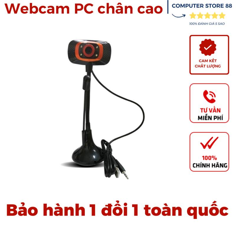 Webcam chân cao có mic dùng cho máy tính có tích hợp mic và đèn Led trợ ...
