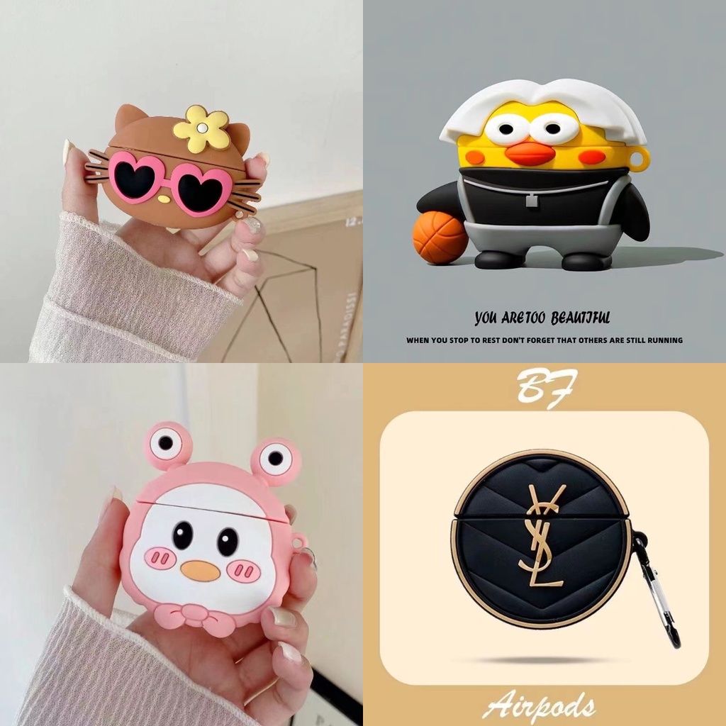 Cho Airpods 1 2 3 Pro Pro 2 Case ốp tai ng Vỏ Bảo Vệ Hộp Sạc Tai Nghe Hình Chú Ếch Hồng Dễ ...
