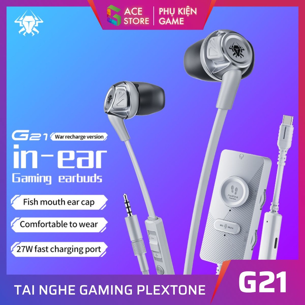 Plextone G21 | Tai nghe chơi game kèm Gaming Sound Card, mic rõ ràng dành cho điện thoại, laptop ...