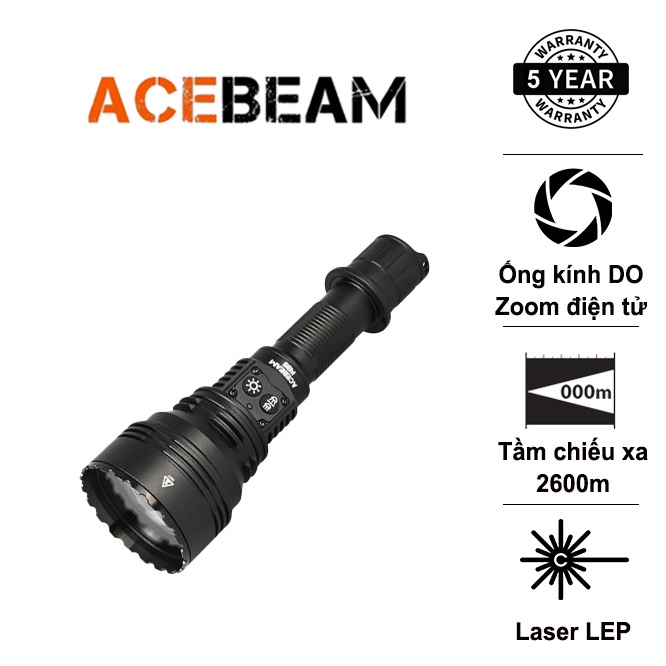 Đèn pin LEP zoom điện tử ACEBEAM W35 độ sáng 800lm tầm chiếu siêu xa 2600m pin 21700 5000mAh USB ...