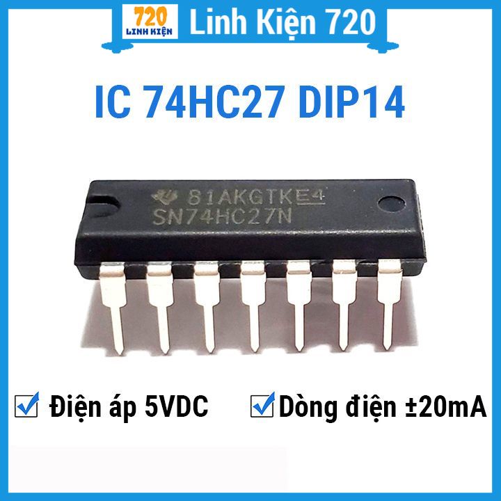 IC 74HC27 DIP14 chân cắm tích hợp 3 cổng điều khiển logic NOR (Triple 3 ...