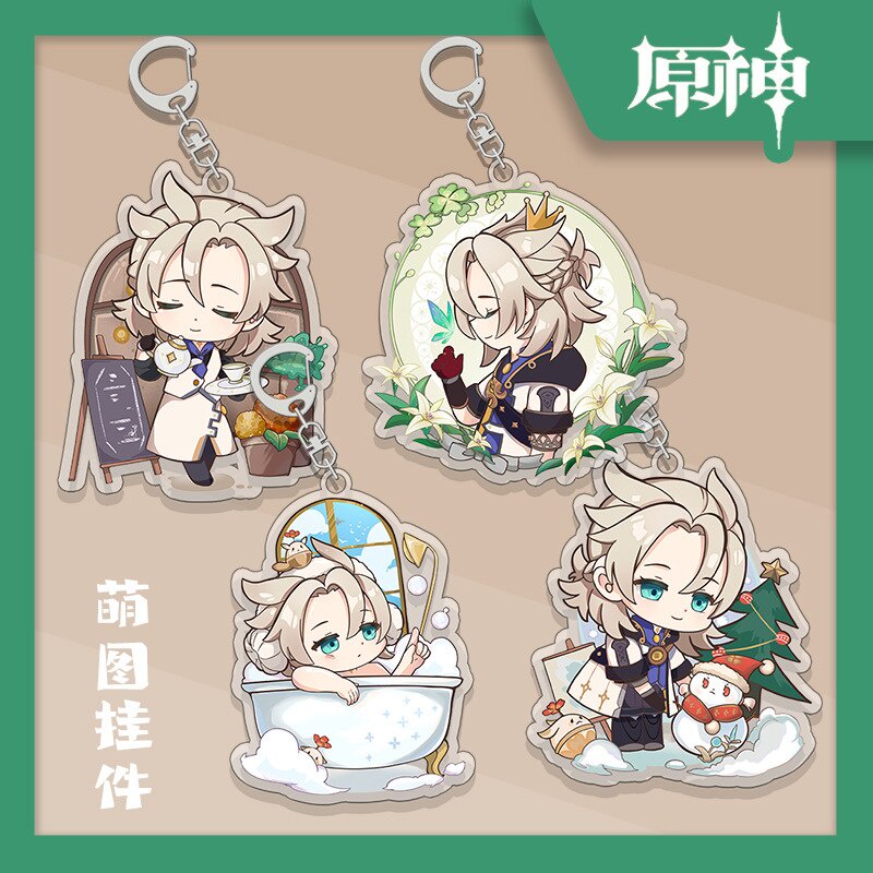 Móc khoá Genshin Impact Albedo Anime Keychain Women Kawaii Q Version ...