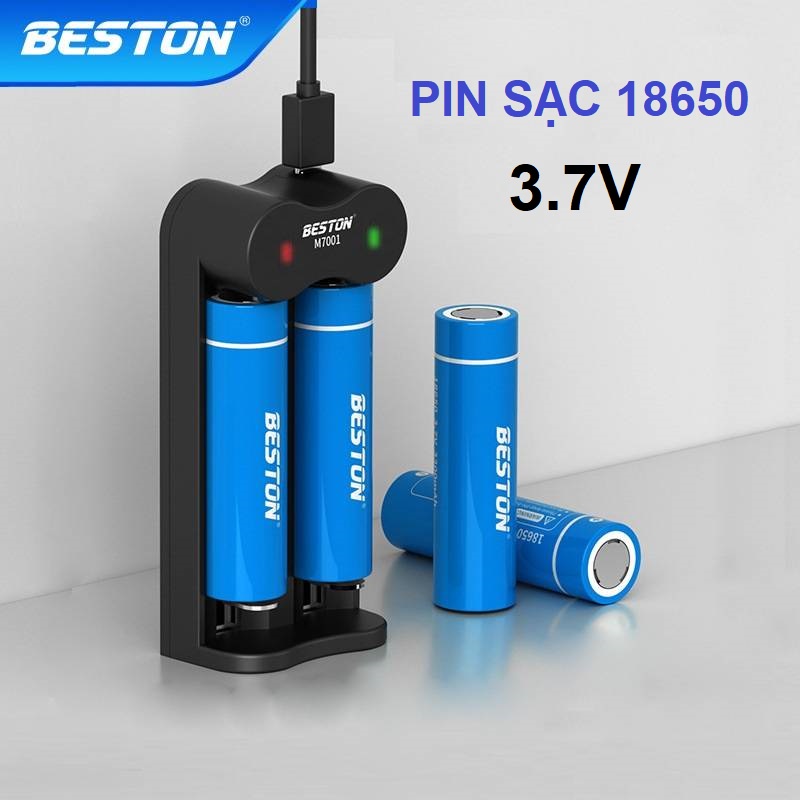 Bộ 2 Pin sạc 18650 Beston kèm sạc M7001 chính hãng Dung lượng cao tùy ...
