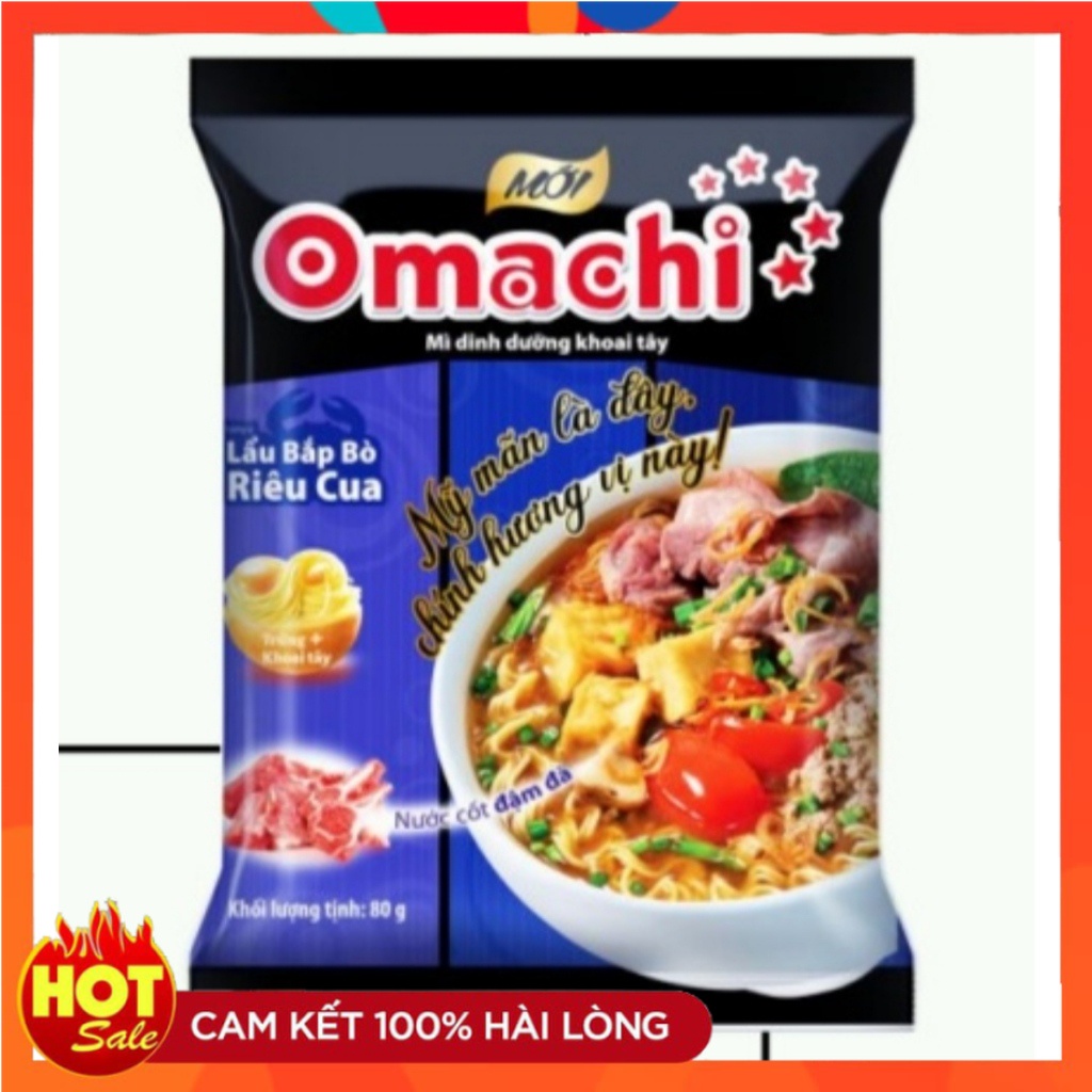 Mì Omachi bắp bò riêu cua mới - Lốc 5 gói x 80g | Shopee Việt Nam