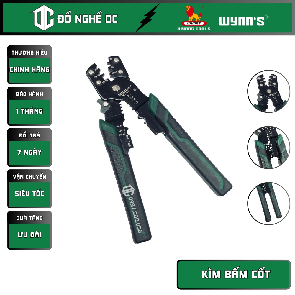 Wynn's Kìm bấm cos đa năng tuốt uốn dây W1047, chuyên dụng bấm cos ghim ...