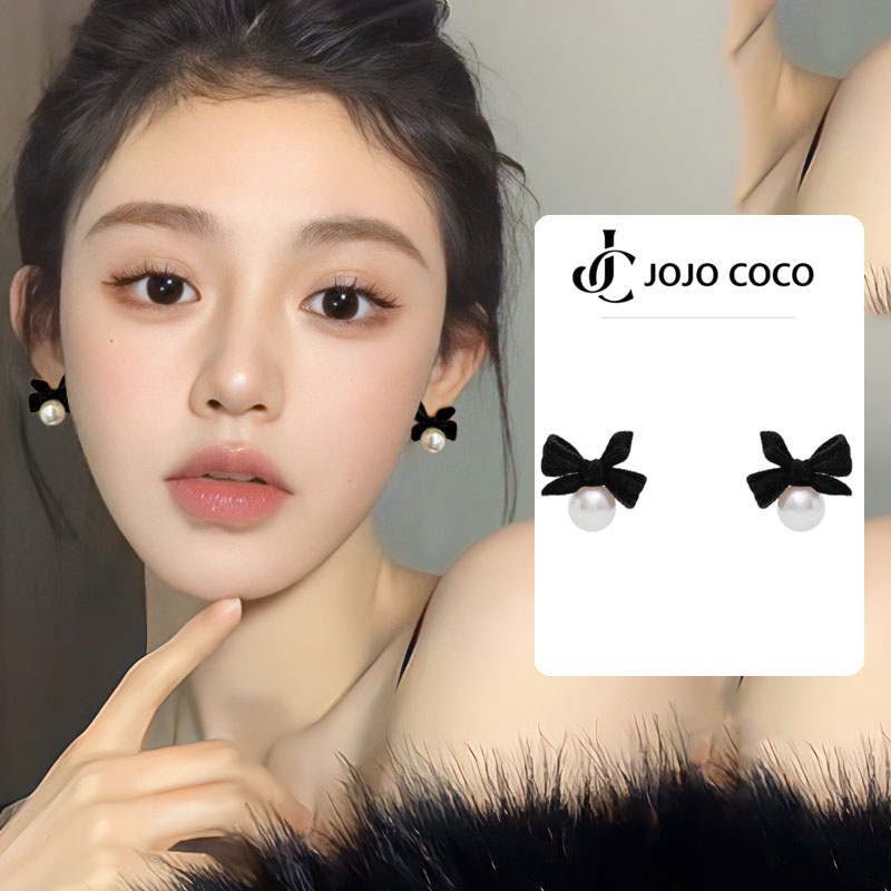 JOJO COCO Bông Tai Đính Nơ Ngọc Trai Đơn Giản Cá Tính Thời Trang Thu ...