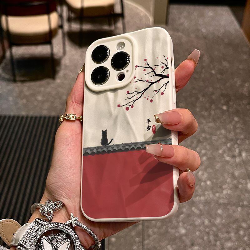 Ốp Điện Thoại Họa Tiết Mèo Vẽ Tay Dành Cho iphone 11 1213 pro max x xr ...