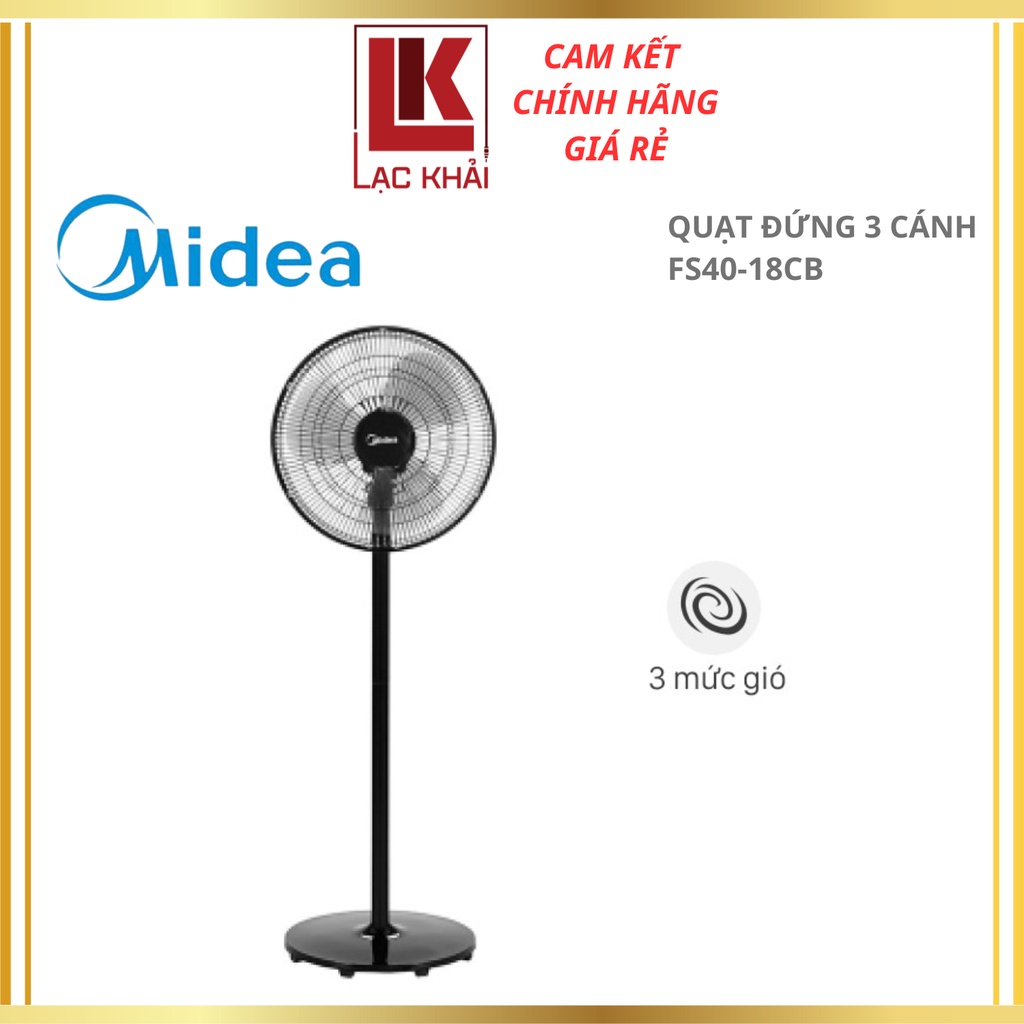 Quạt Đứng 3 Cánh Midea FS40-18CB, Công Suất 50W - 3 Chế Độ Gió - Có Chức Năng Hẹn Giờ - Hàng ...